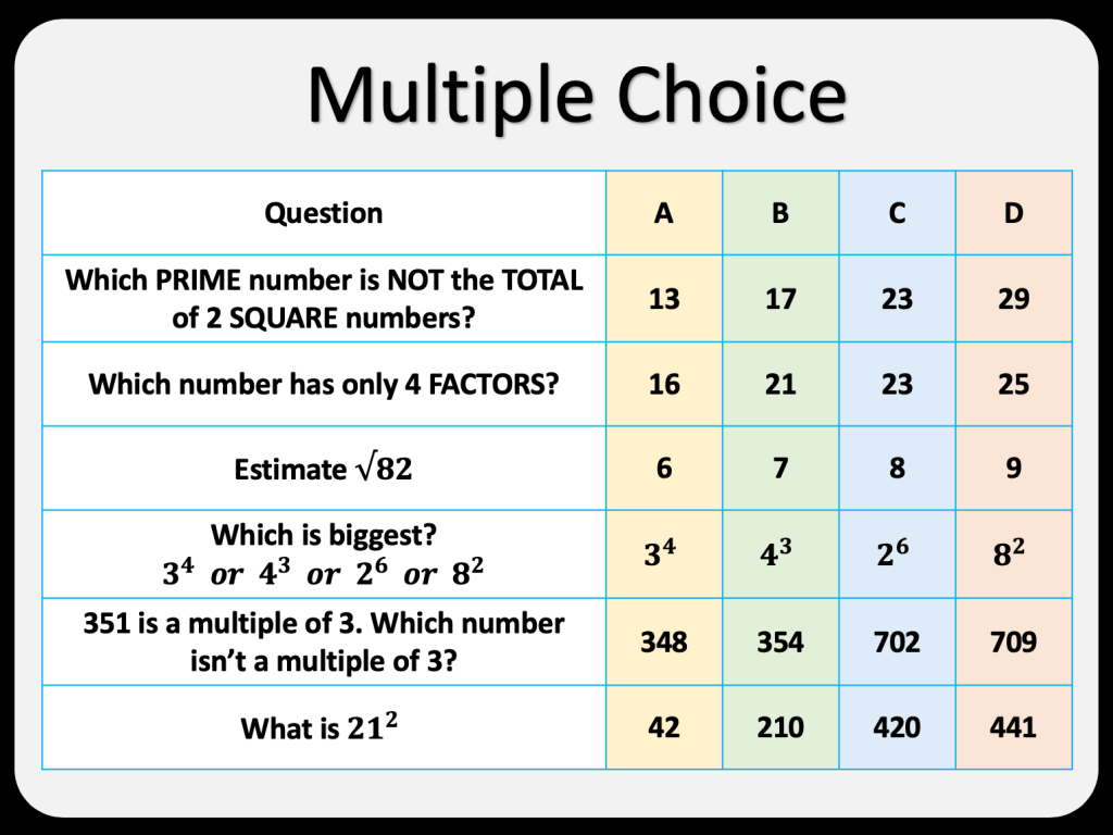 Multiple Choice | MathsHKO